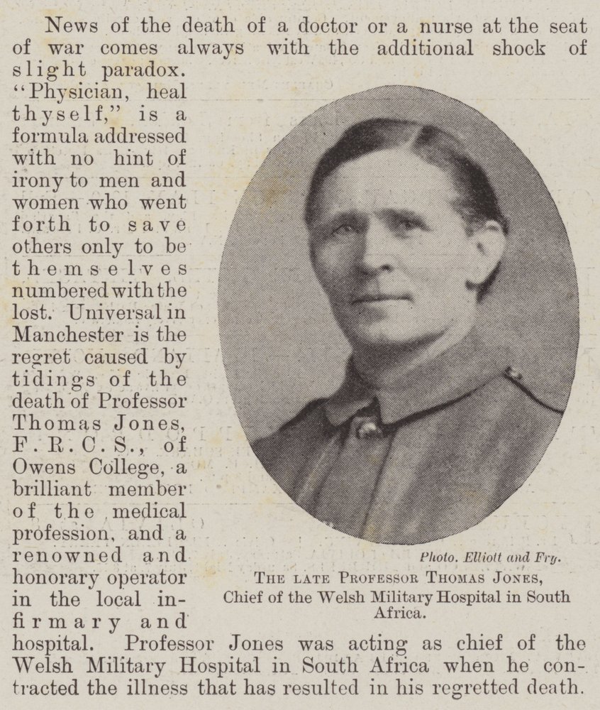 The Late Professor Thomas Jones, Chief of the Welsh Military Hospital ...