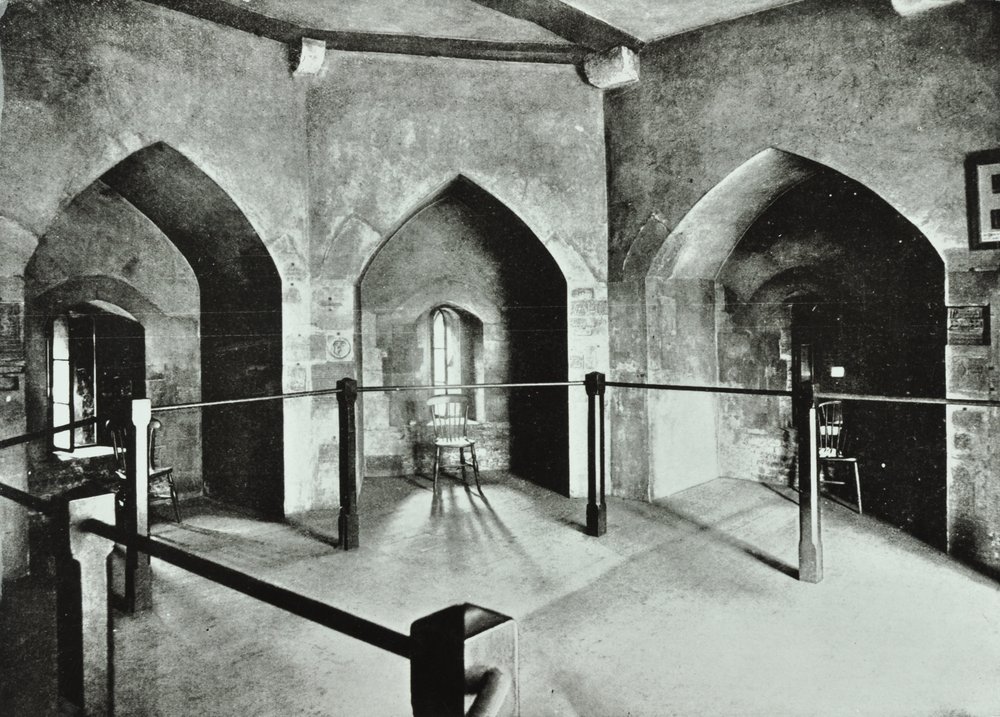 Tower of London: state prison room in Beauchamp Tower, 1895