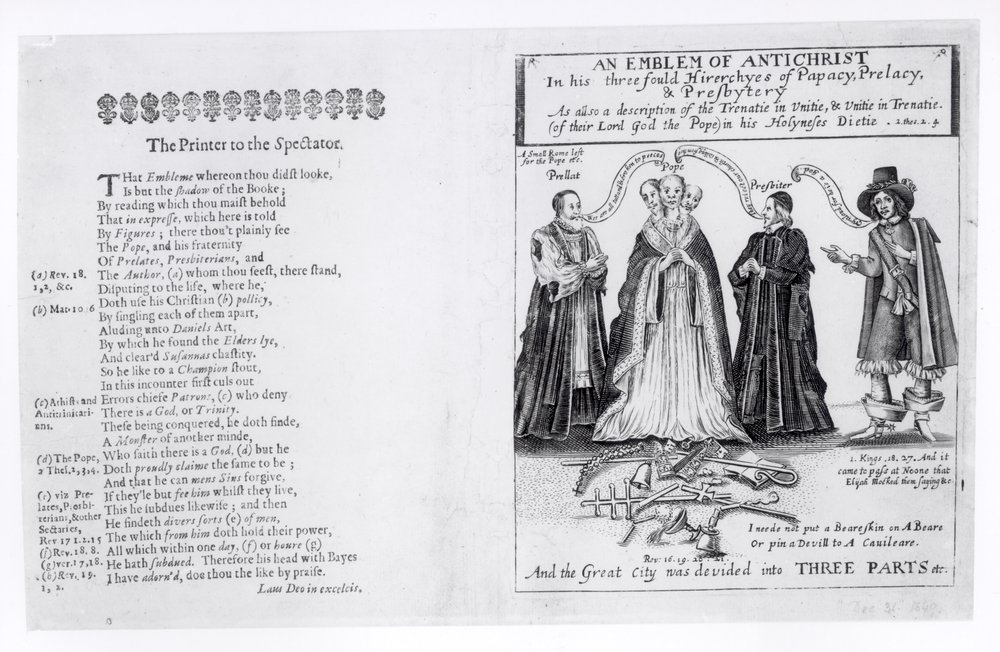 An Emblem of the Antichrist in his Threefold Hierarchies of Papacy ...