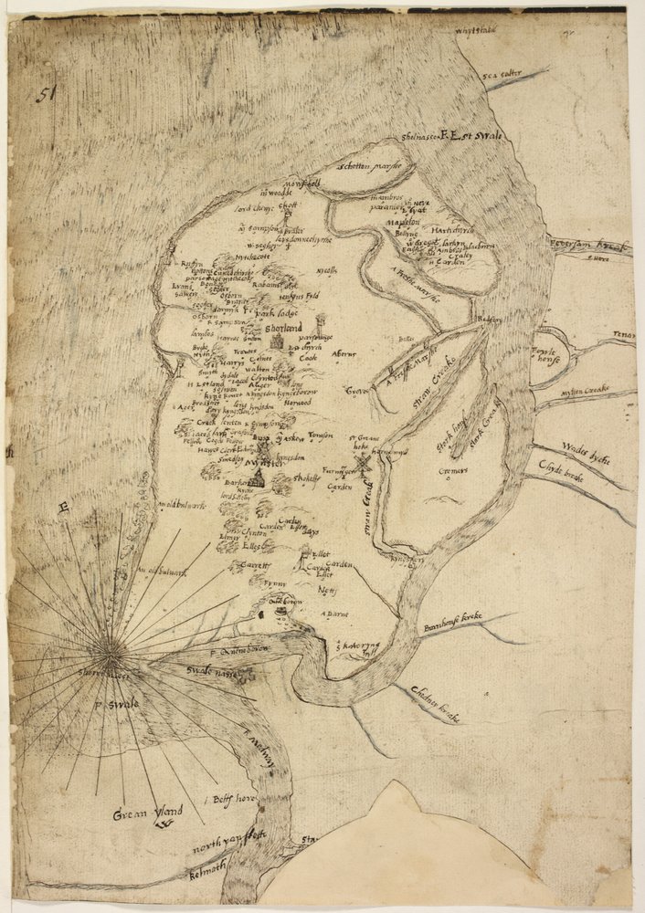 Map of Isle of Sheppey attributed to cartographer Robert Lythe
