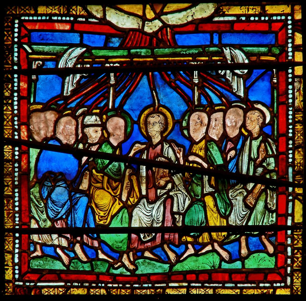East window of the Trinity Chapel depicting Pentecost (detail)