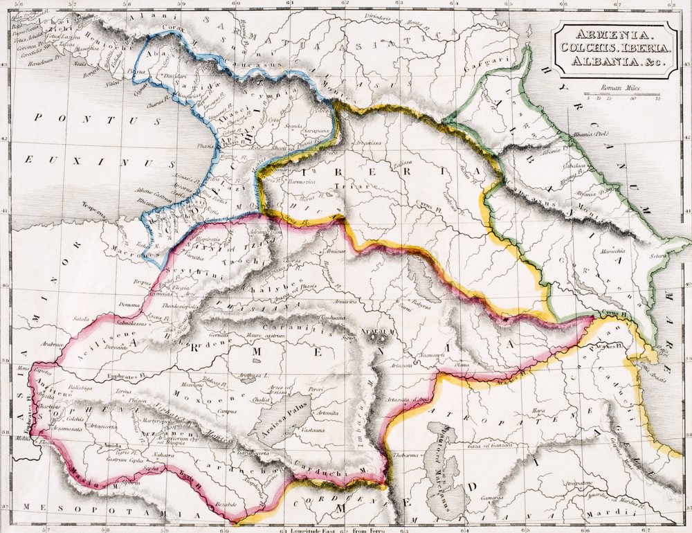 Map of Armenia, Colchis, Iberia and Albania, from 'The Atlas of Ancient ...