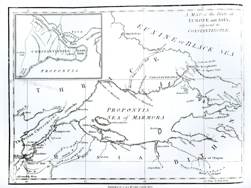 Map of the parts of Europe and Asia adjacent to Constantinople, from ...