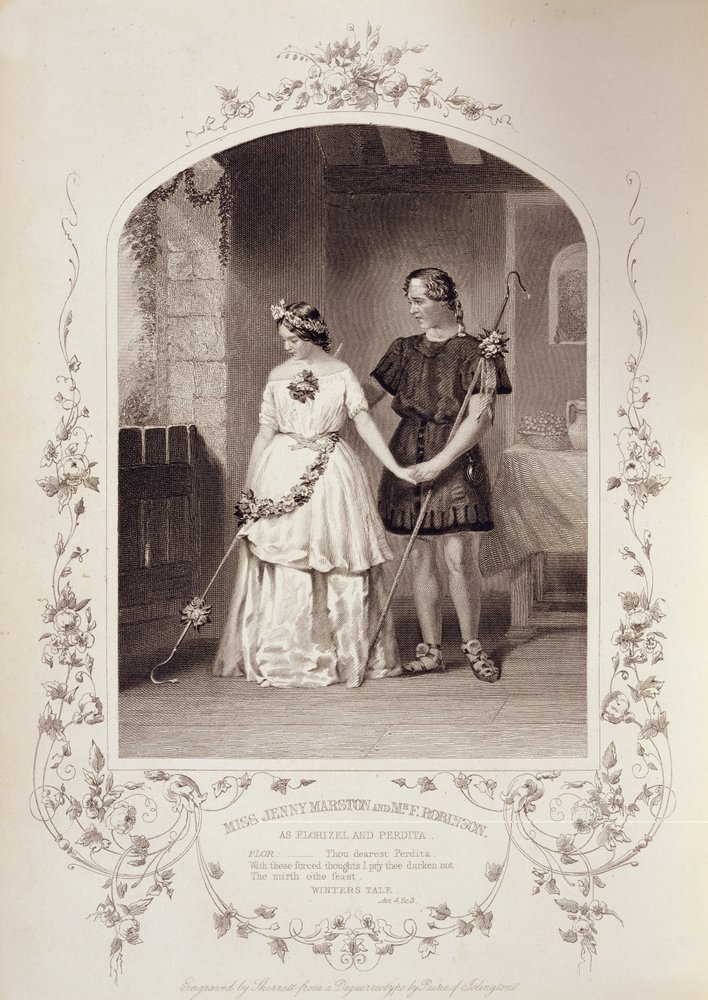 Miss Jenny Marston as Perdita and Mr F. Robinson as Florizel, Act IV Scene 3, in The Winter's ...