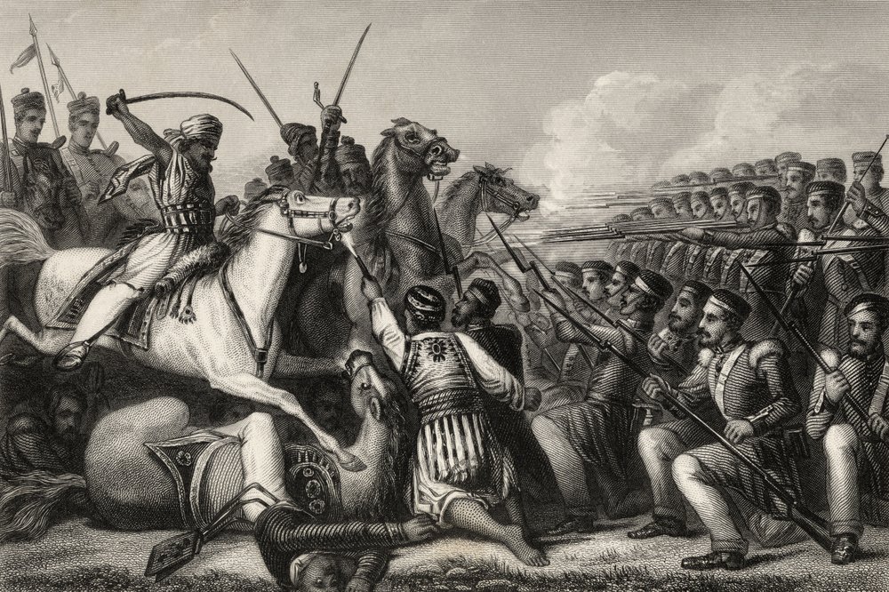 Mutineer Cavalry Attacking an Infantry Square at the Battle of Cawnpore ...
