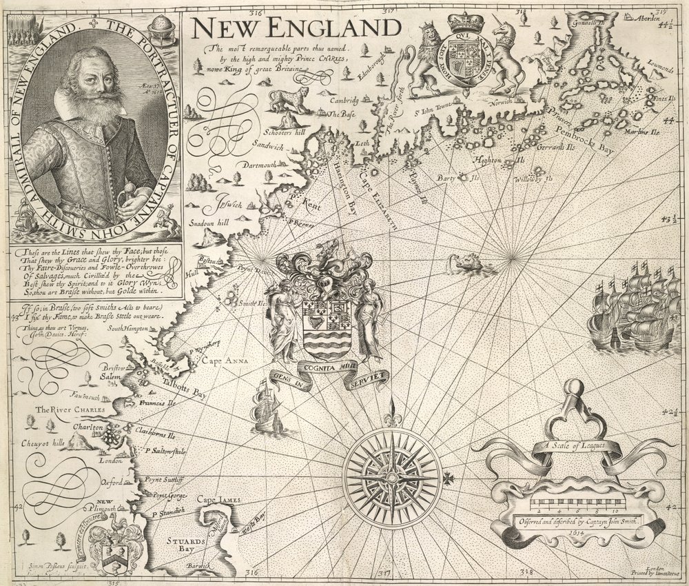 Portrait of Captain John Smith. A picture of the coast of New England ...