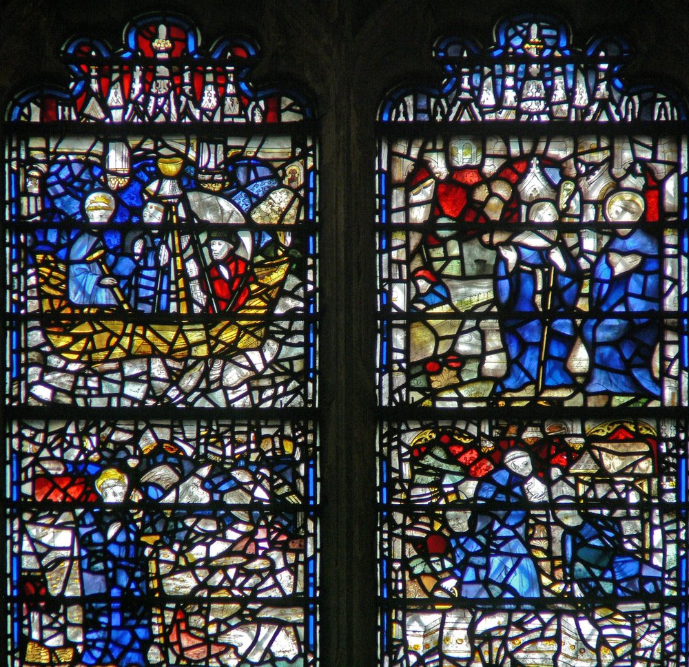 Window depicting a scene from the life of St Cuthbert