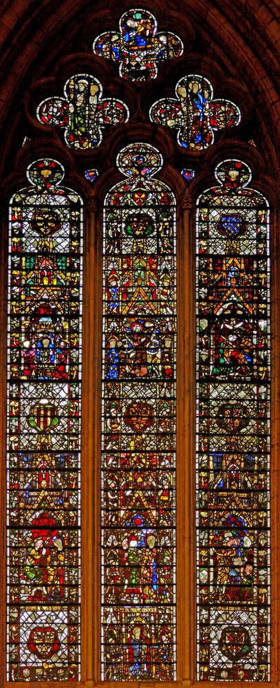 Window w42 depicting Peter de Dene window with scenes from the Life of ...