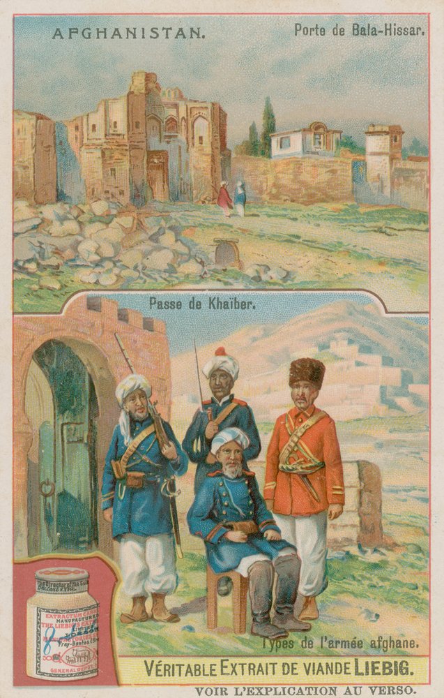 The Gate of Bala Hissar and the Khyber Pass with Afghan Soldiers