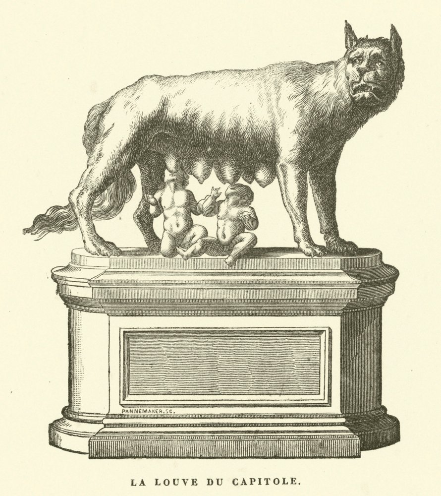 The Capitoline Wolf, Bronze Sculpture Depicting the She-Wolf Suckling ...