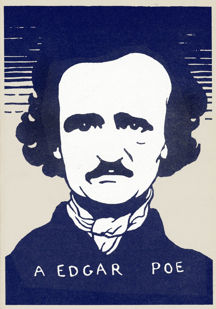 Portrait of American Writer and Poet Edgar Allan Poe, Illustration by ...