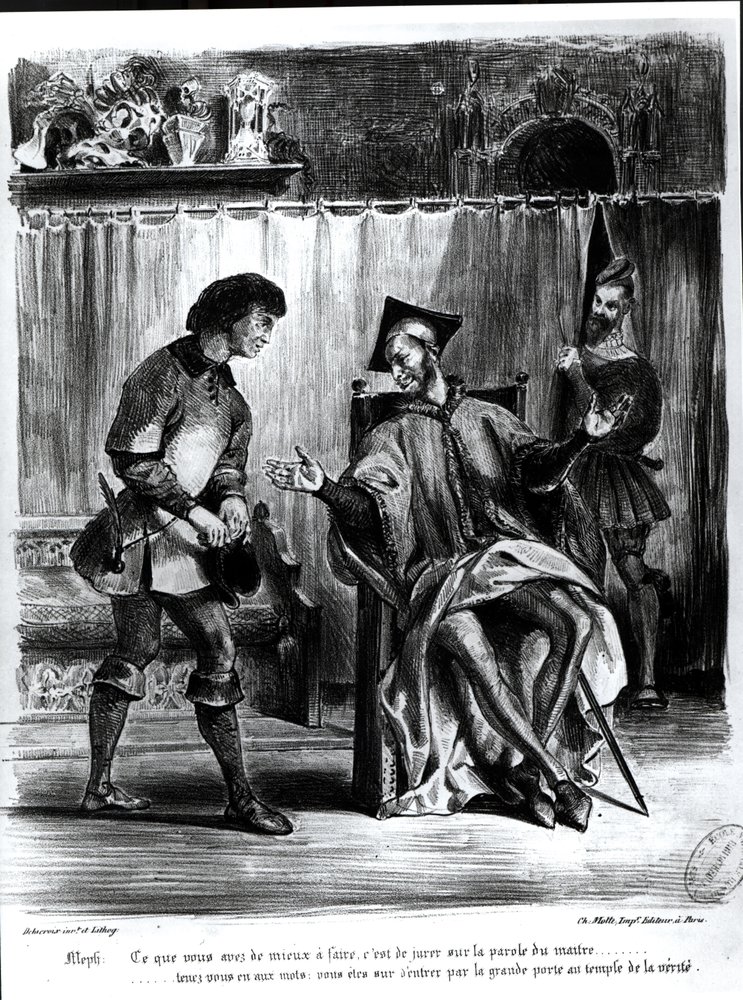 Mephistopheles and the Pupil, from Goethe's Faust (illustration)