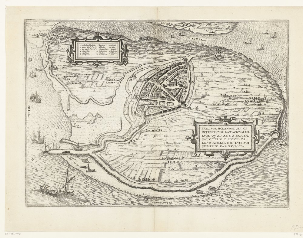 Map of the Island of Voorne and Plan of Brielle, 1572