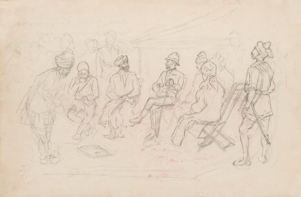 The meeting between Cavagnari and the Khan of Lalpura at Dakka in ...