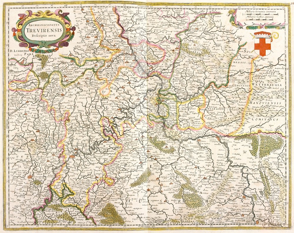 Map of the Archbishopric of Trier, Germany