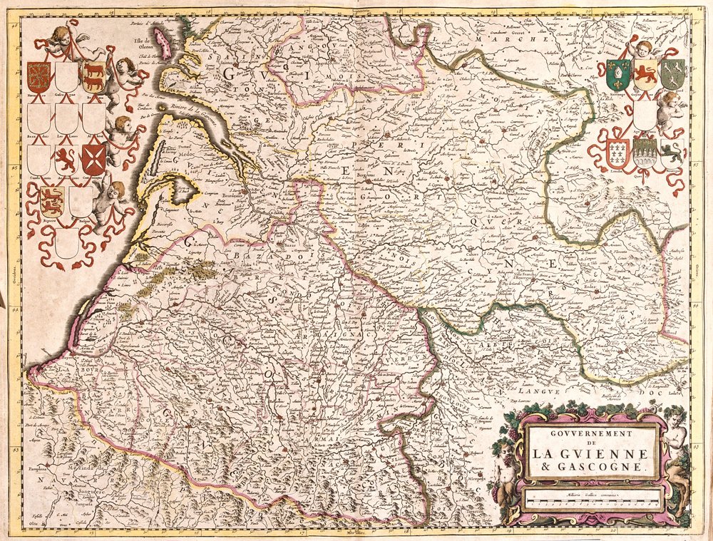Map of the Government of Guyenne and Gascogne, France