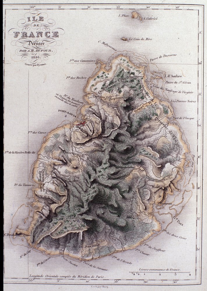 Geographic map of Mauritius (Anc. Ile de France)