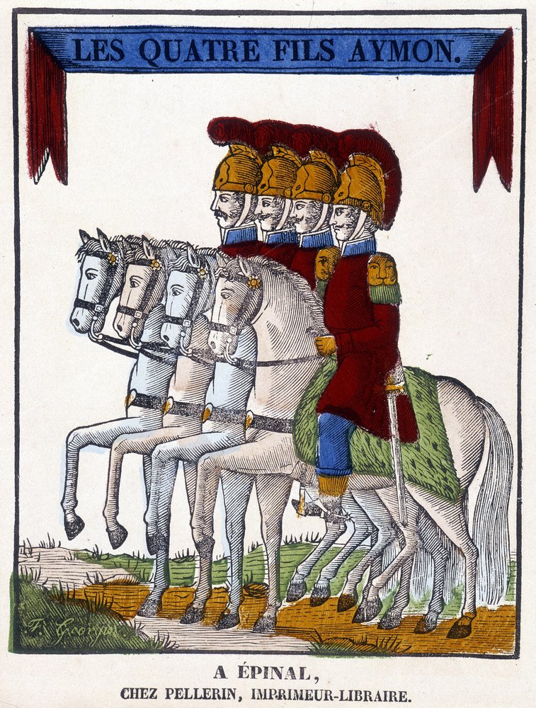 Image of Epinal from 1825 representing 'The four sons Aymon', an ...