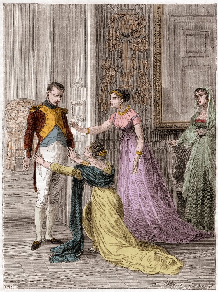 Napoleon Bonaparte (1769-1821), Emperor of France, granting Madame de ...