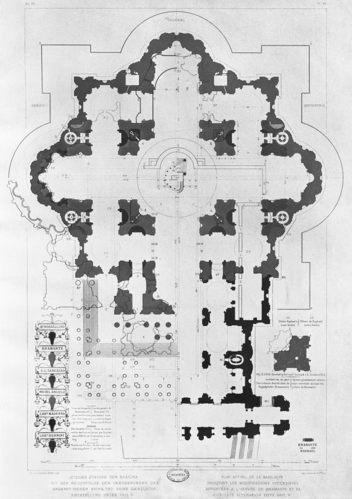 Plan of St. Peters Basilica by French School