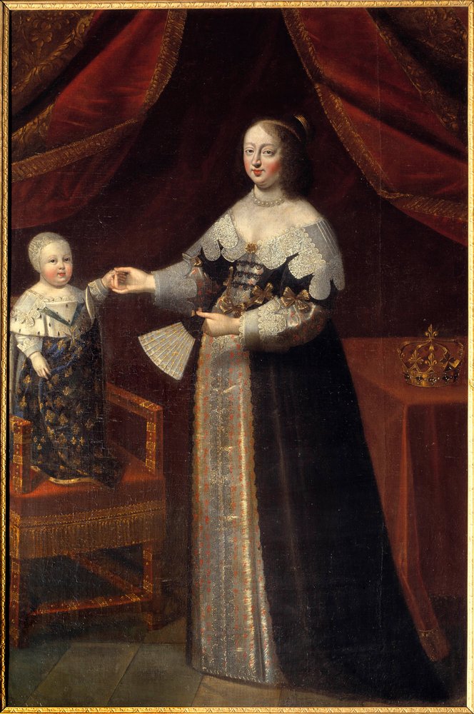 Portrait of Anne of Austria (1601-1666), Queen of France with Louis XIV ...