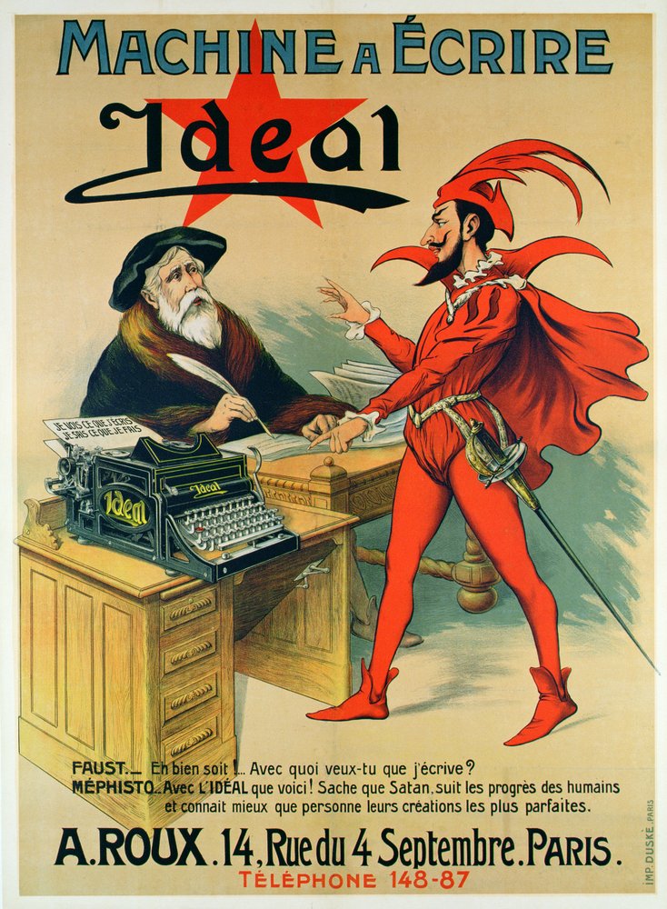 Poster advertising the Ideal typewriter by French School