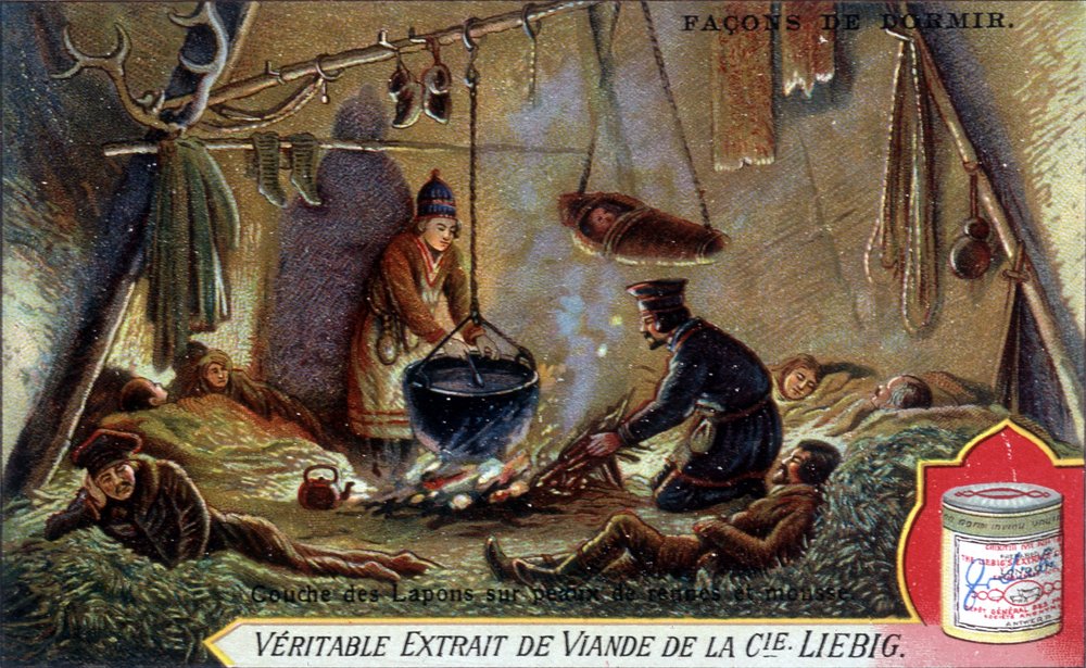 Ways to Sleep: Lap Layer on Reindeer Skins and Foam. Chromolithography ...