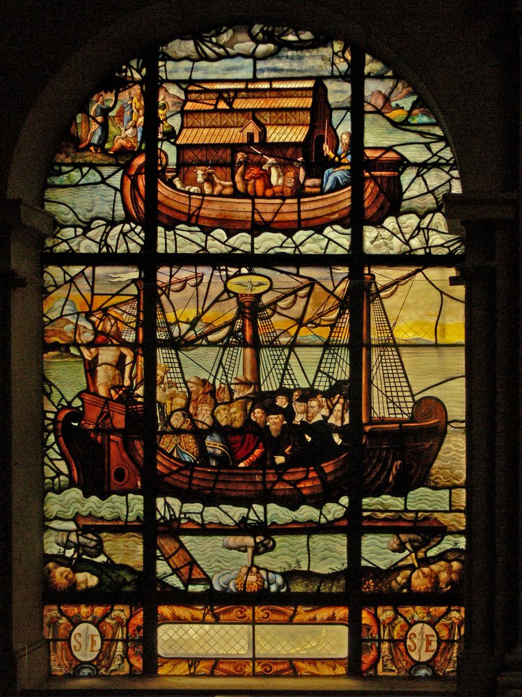Window in the Charnier Depicting the Noah's Ark Story and the Church ...
