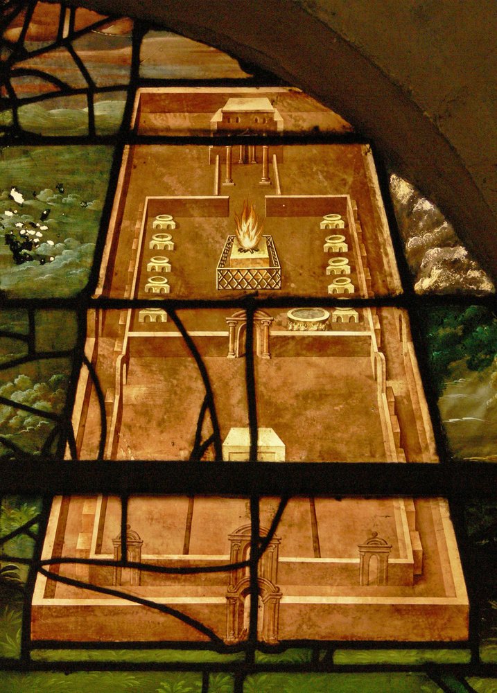 Window in the Charnier depicting the Temple by French School