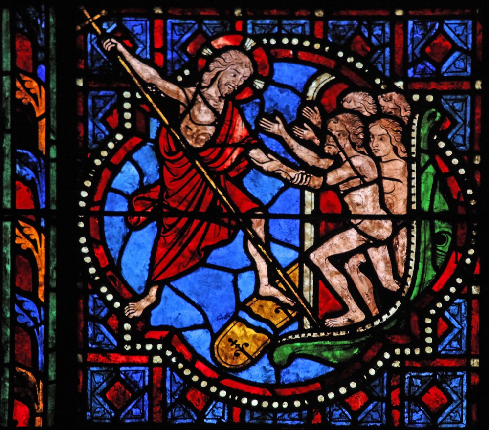 Window depicting the Harrowing of Hell by French School