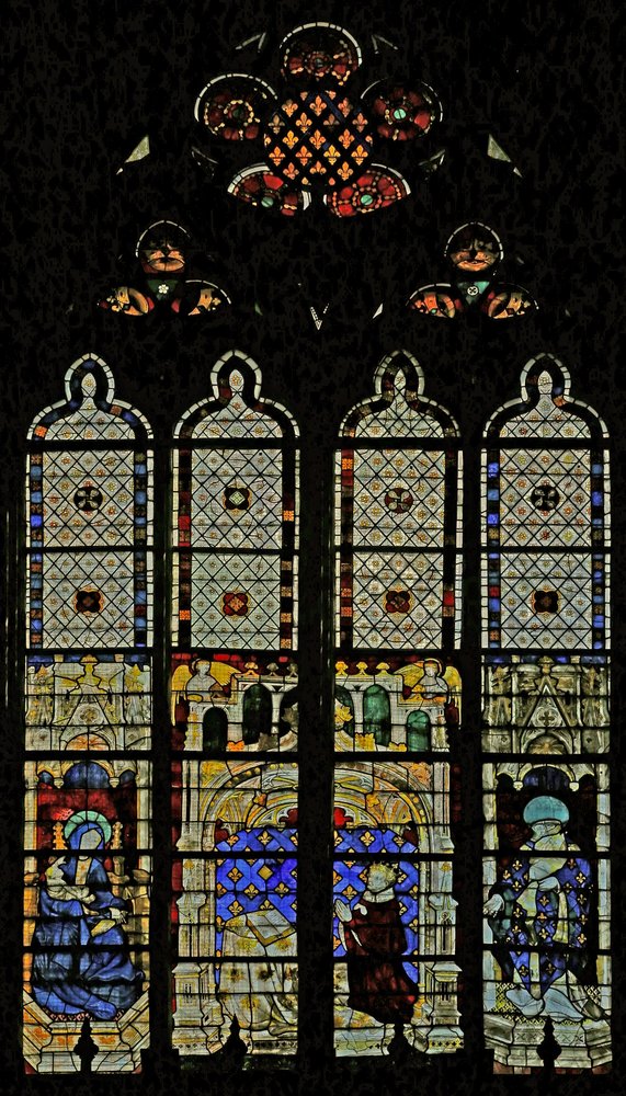 Window depicting the Royal window with the Virgin Mary, Charles VI and ...