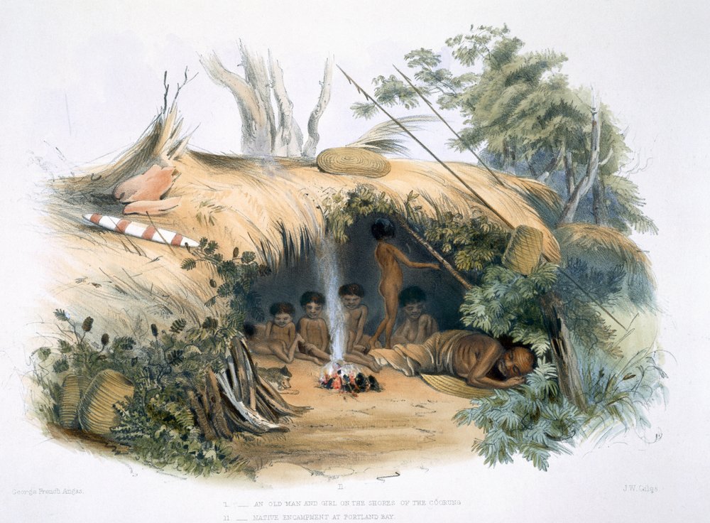 The Aboriginal Inhabitants, II. Native Encampment at Portland Bay ...