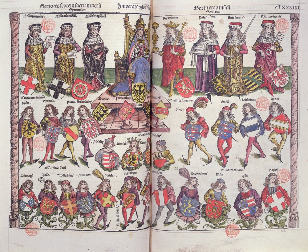 Emperor and electors of the Holy Roman Empire with twenty four German ...