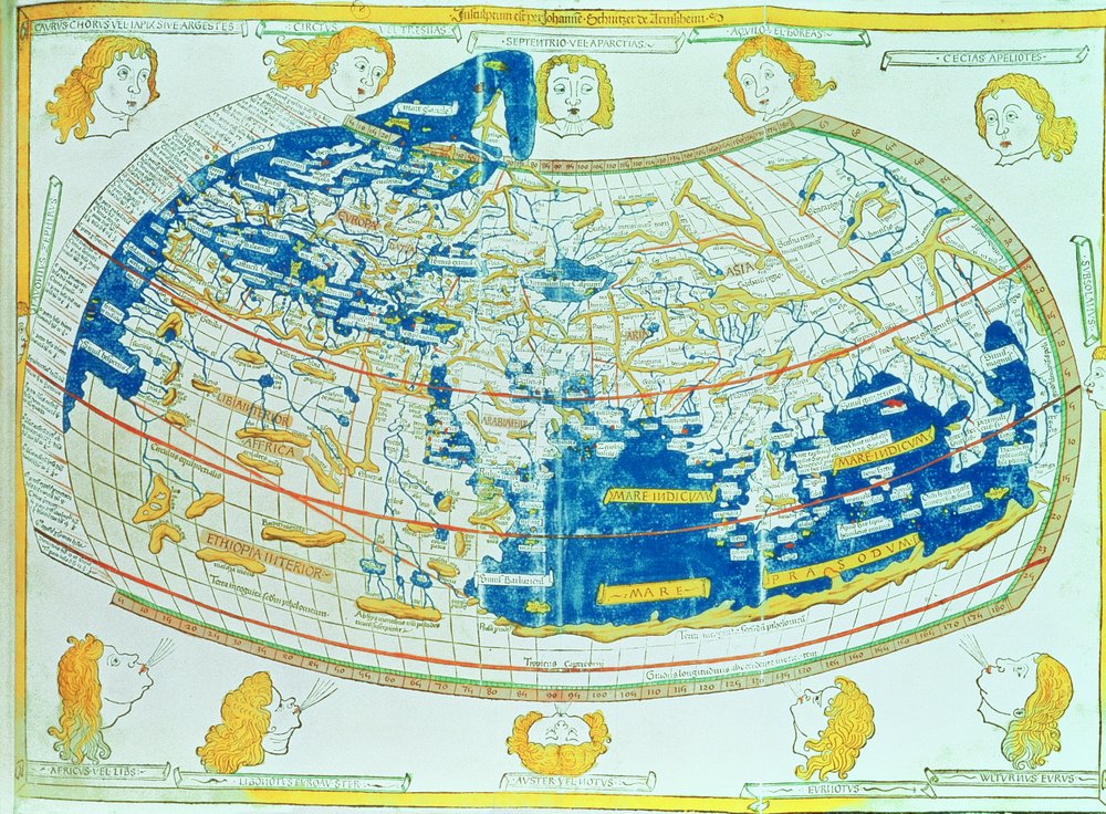 Map of the world, based on descriptions and co-ordinates given in ...