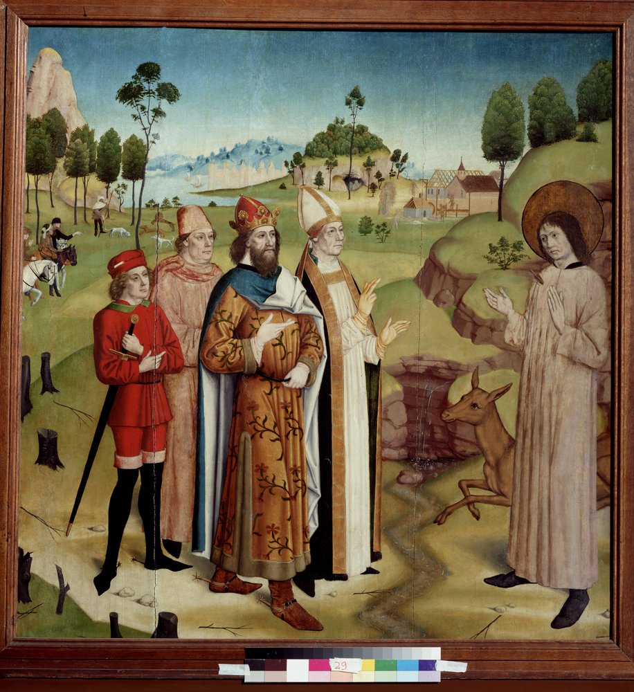 Saint Giles and King Wamba at the royal hunt