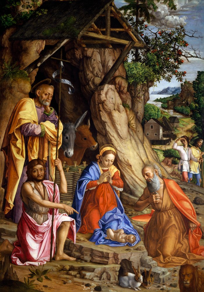 Nativity with rabbits by Gerolamo dai Libri