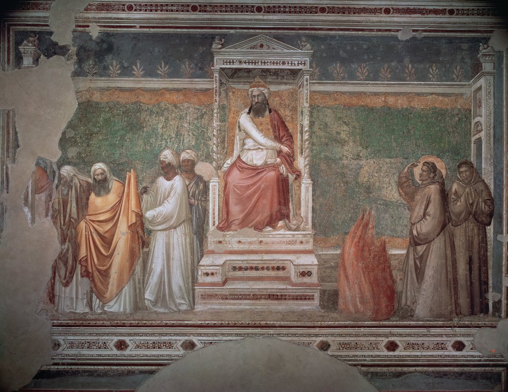 Trial by Fire of St. Francis of Assisi before the Sultan of Egypt, from ...