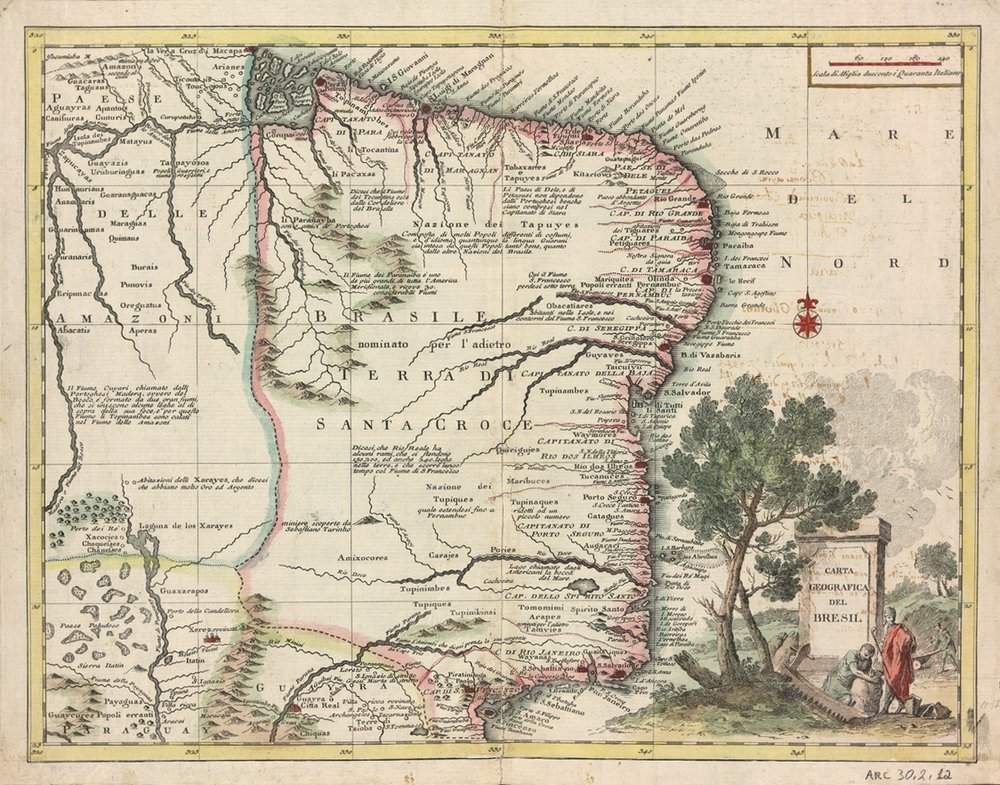 Geographic Map of Brazil by Giovanni Battista Albrizzi