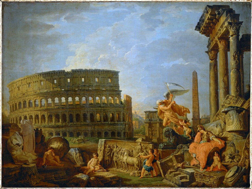 The Colosseum and the Arch of Constantine with the Allegory of the ...