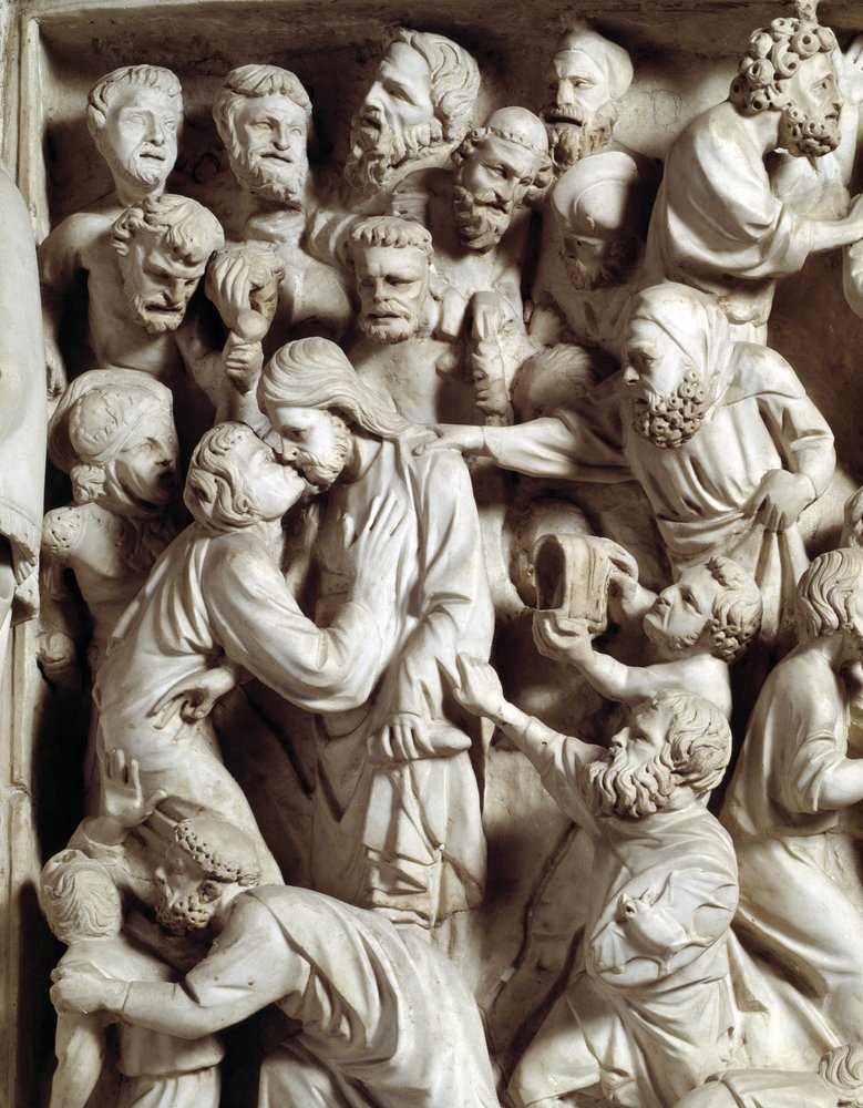 Detail of the Reliefs of the Chair by Giovanni Pisano: The Kiss of ...