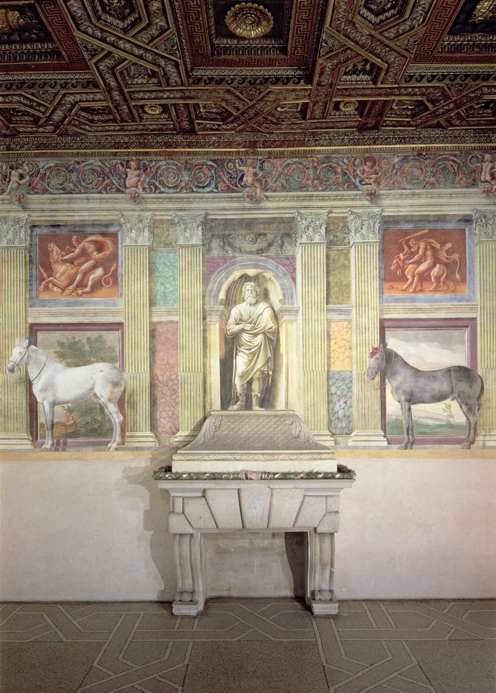 Sala dei Cavalli with Trompe l'Oeil Portraits of Two Horses, the God ...