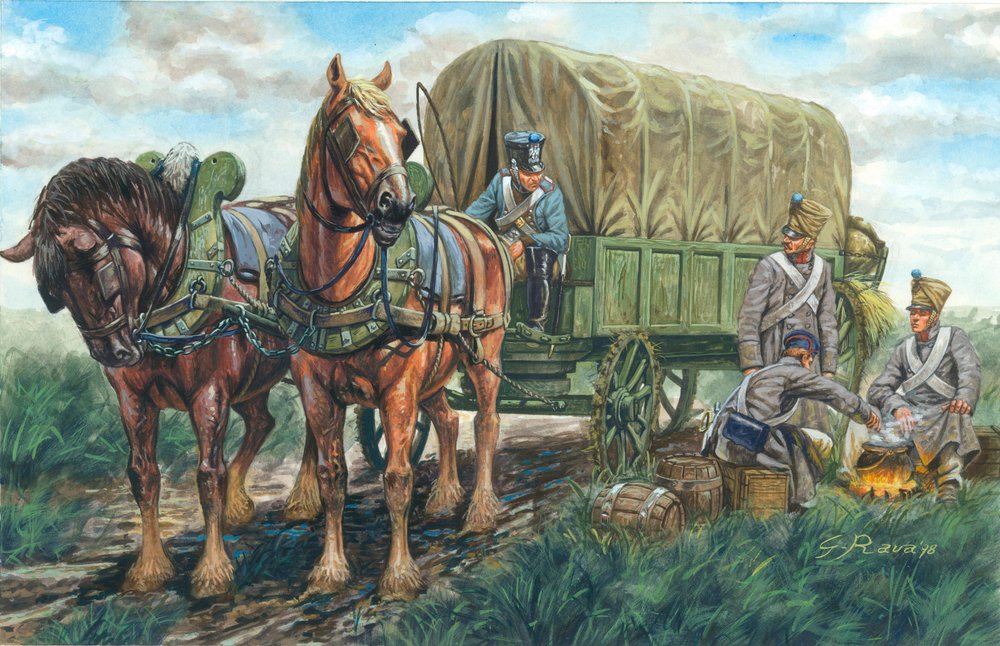 First Empire: the carriage carrying the food of the French regiment ...