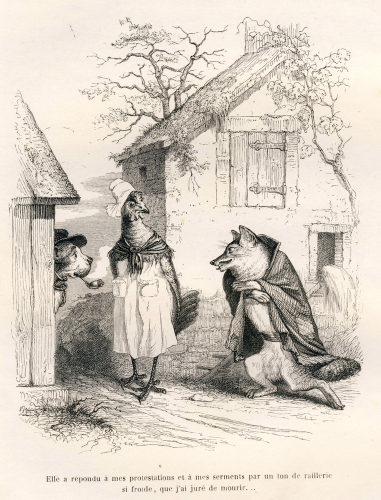 Conversation Between a Dog, a Hen and a Fox. Illustrated Vignettes by ...