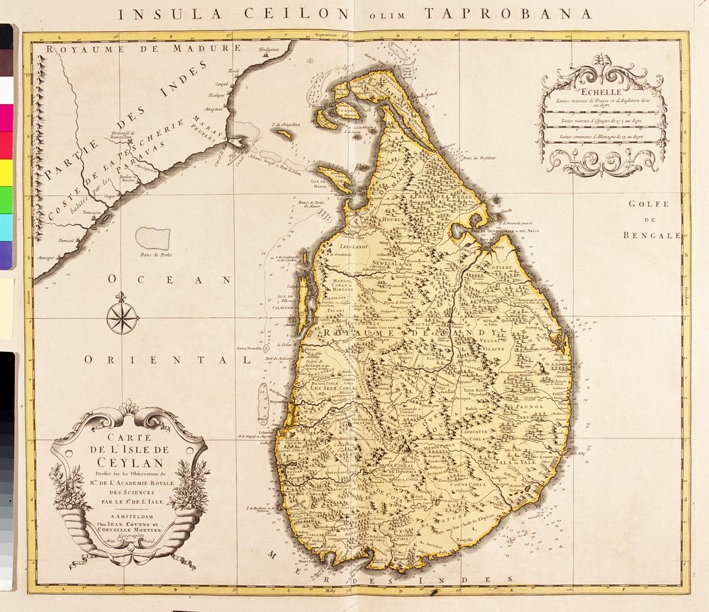 Map of the island of Ceylon (Sri Lanka) (etching)
