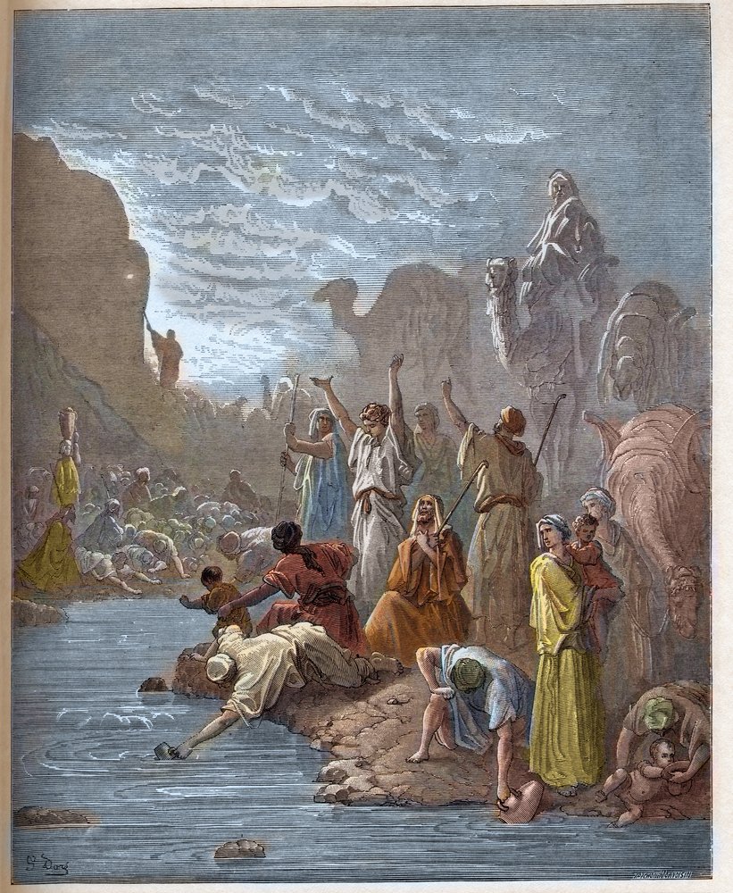 Moses brings forth water from the rock - Book of Exodus (Bible ...