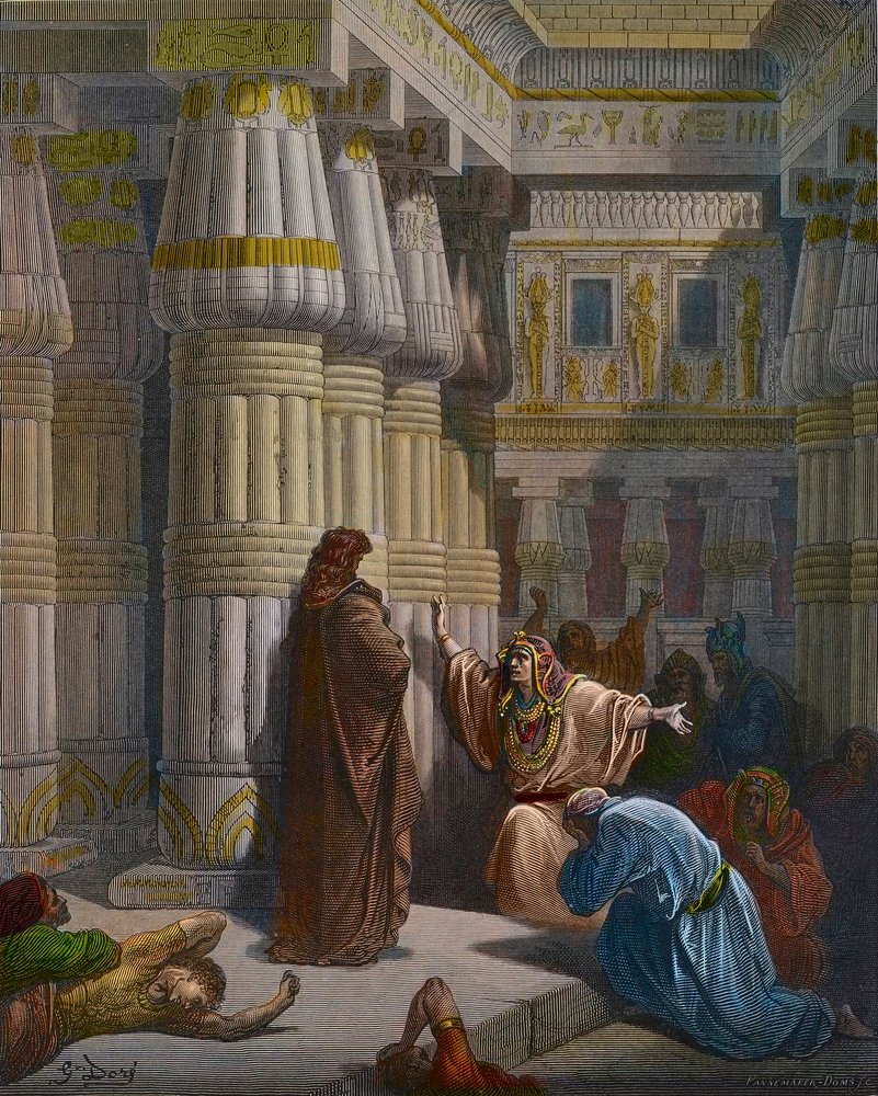Pharaoh calling upon Moses by Gustave Dore: Fine art print