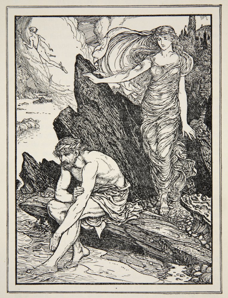 Calypso Takes Pity on Ulysses, from 'Tales of the Greek Seas' by Andrew ...