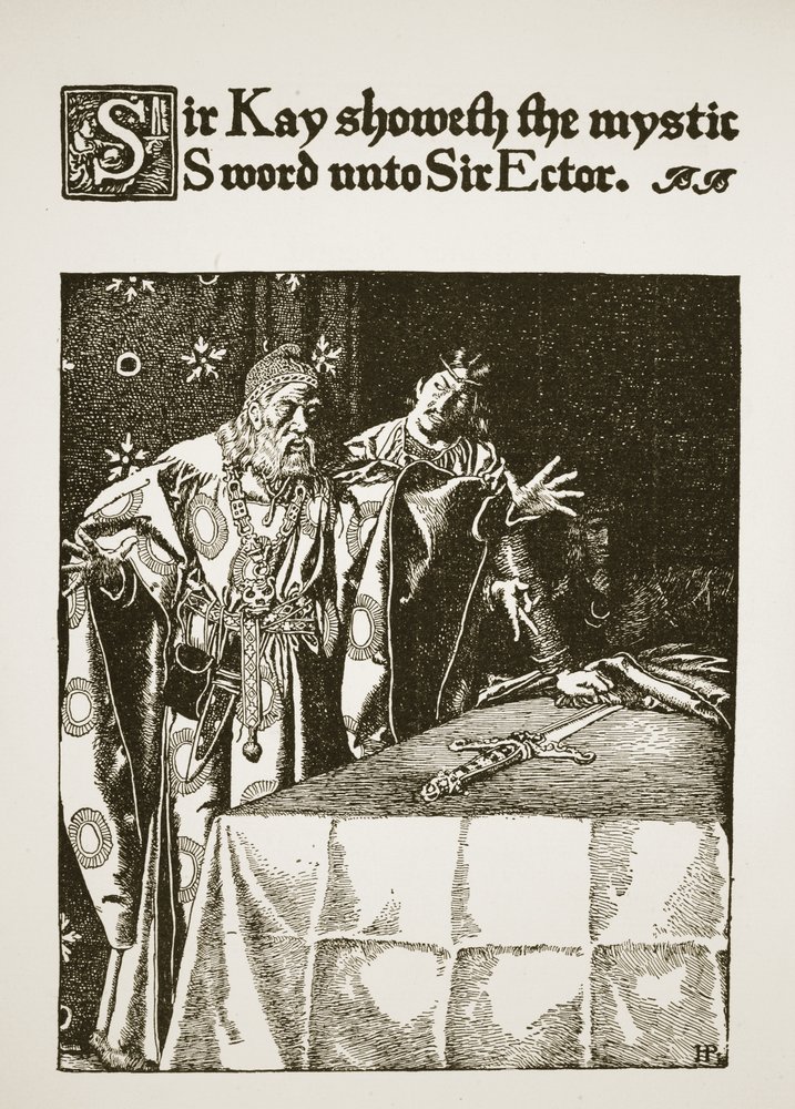 Sir Kay showeth the mystic Sword unto Sir Ector, illustration from 'The ...