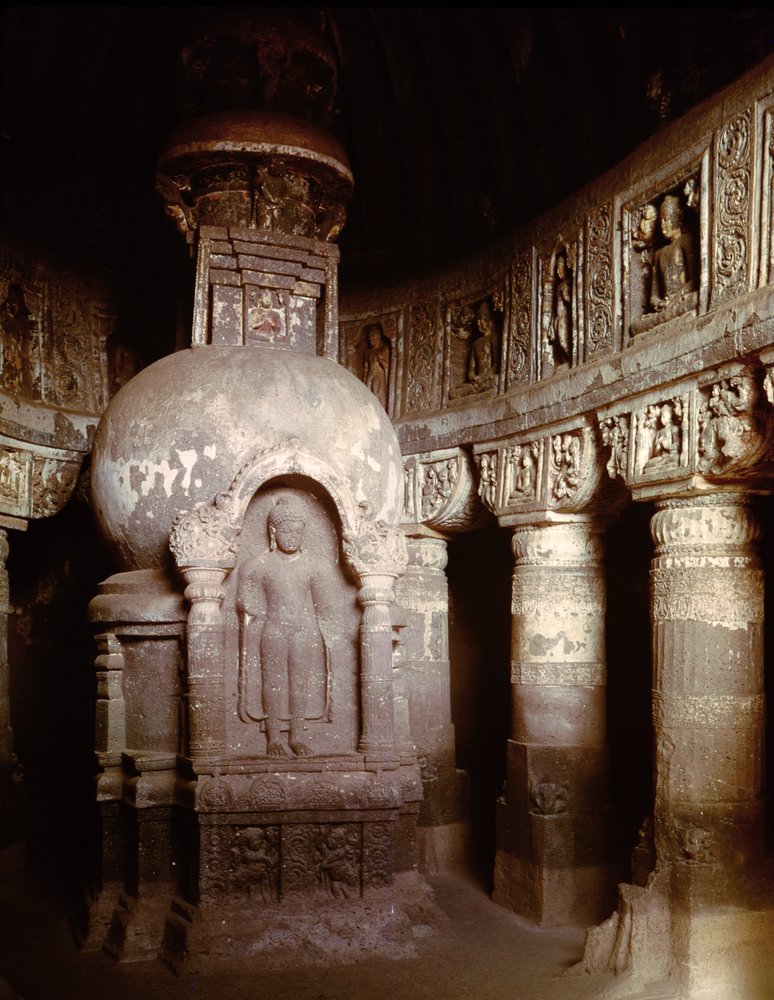 Interior of Cave 19 by Indian School: Buy fine art print