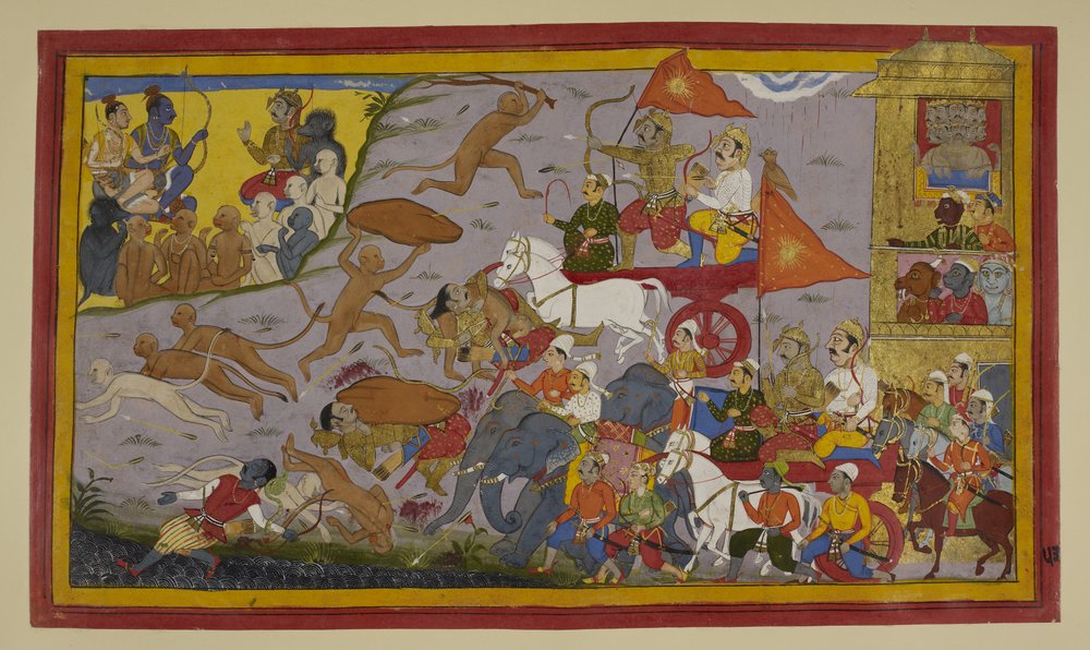 Prahasta is defeated by Nila amid ill-omens; Ravana and demons despair